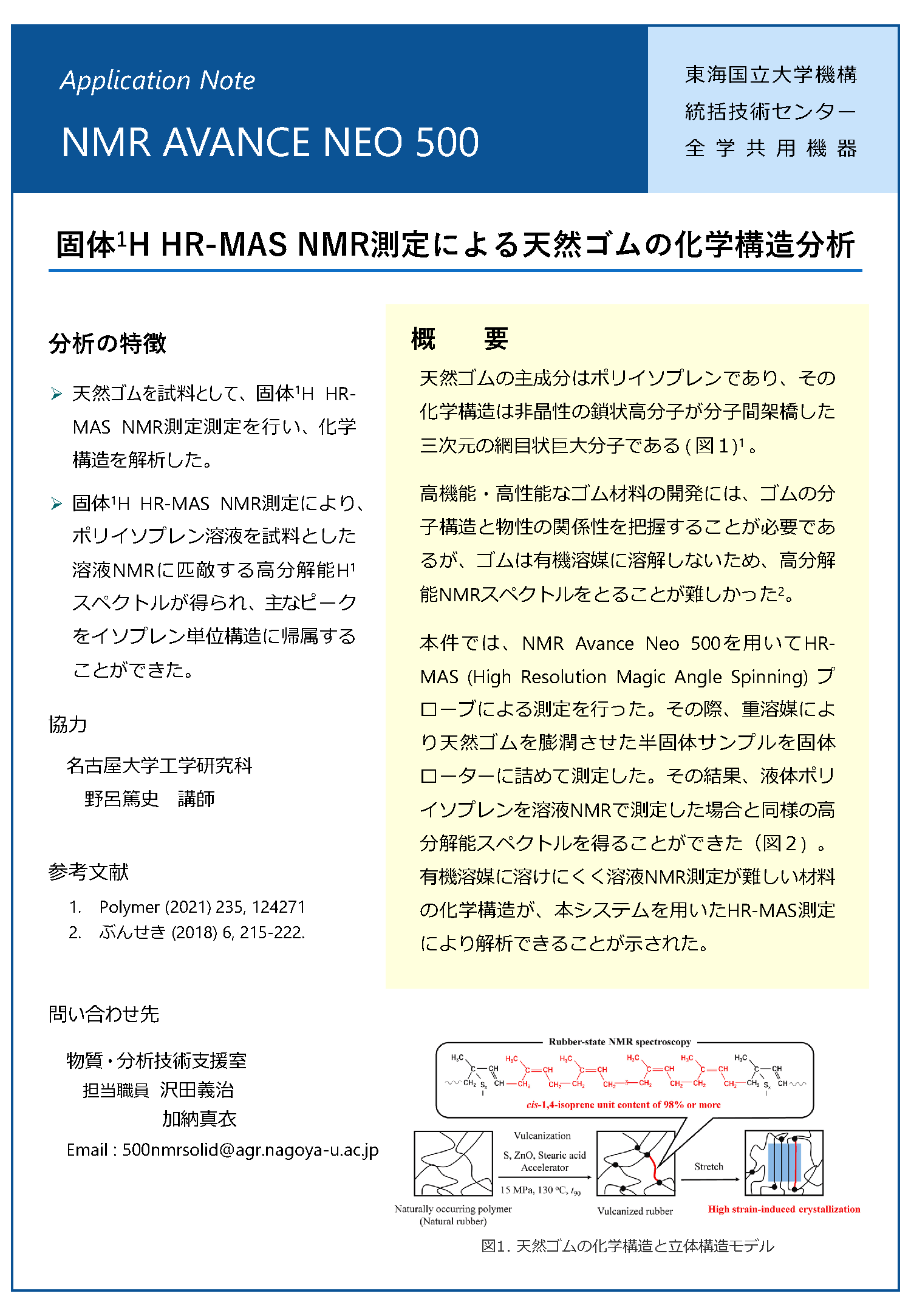 重点運用機器アプリケーションノート公開：NMR AVANCE NEO 500 | 東海国立大学機構 統括技術センター | イノベーションコア ...